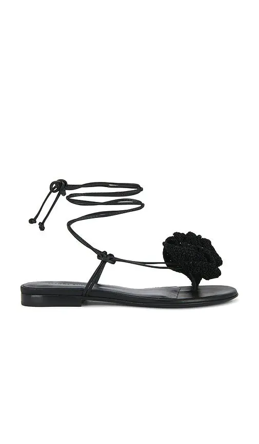 Magda Butrym Wrap Around Flower Sandal - Black
