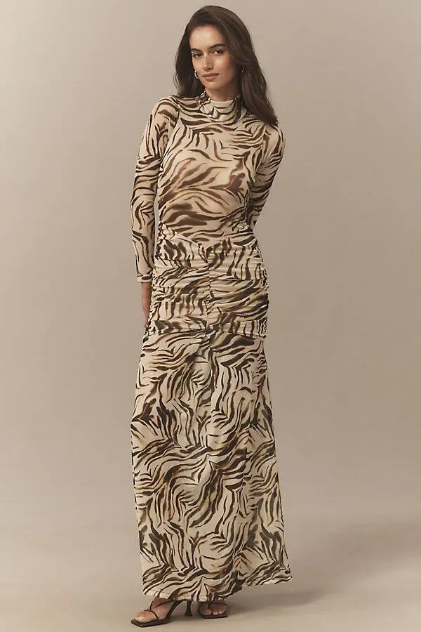 knee length dresses for ladies Zebra Mesh Maxi Dress main image 1