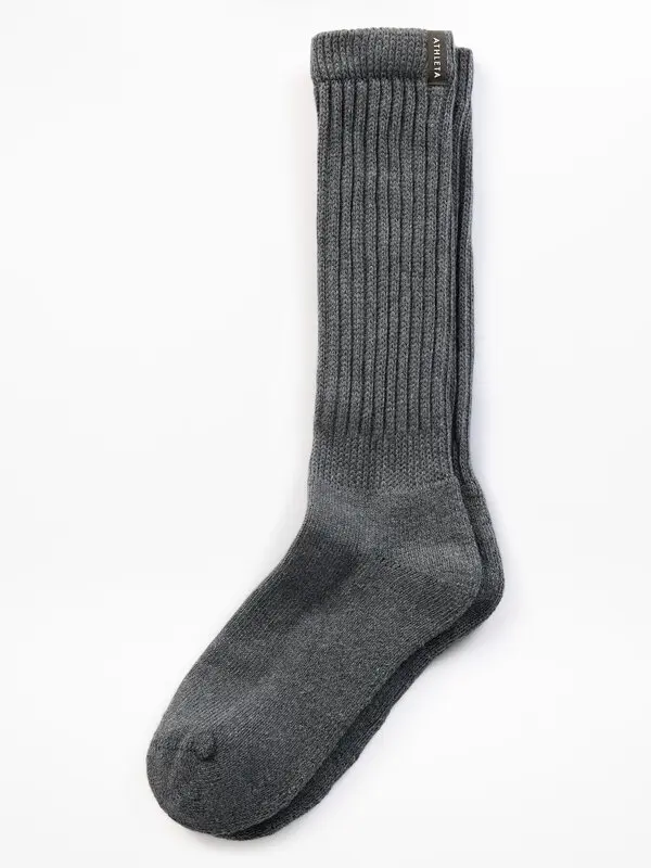 Athleta Ribbed Crew Socks - Charcoal Grey Heather