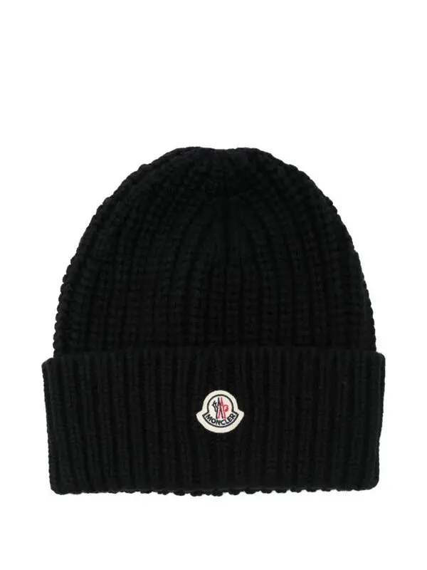 Moncler Ribbed Wool-cashmere Beanie - Black