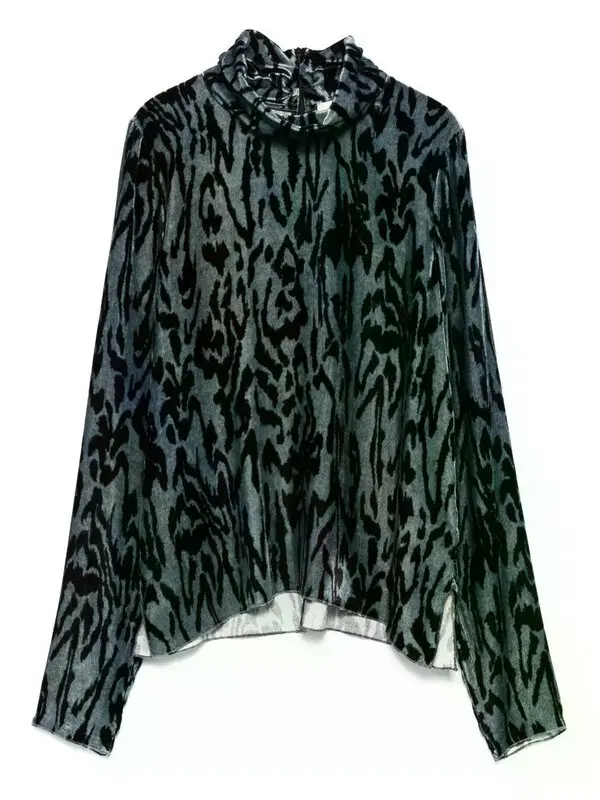 FORTE_FORTE Animal-print Turtleneck Top