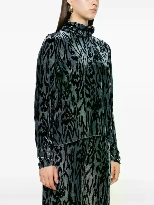 FORTE_FORTE Animal-print Turtleneck Top