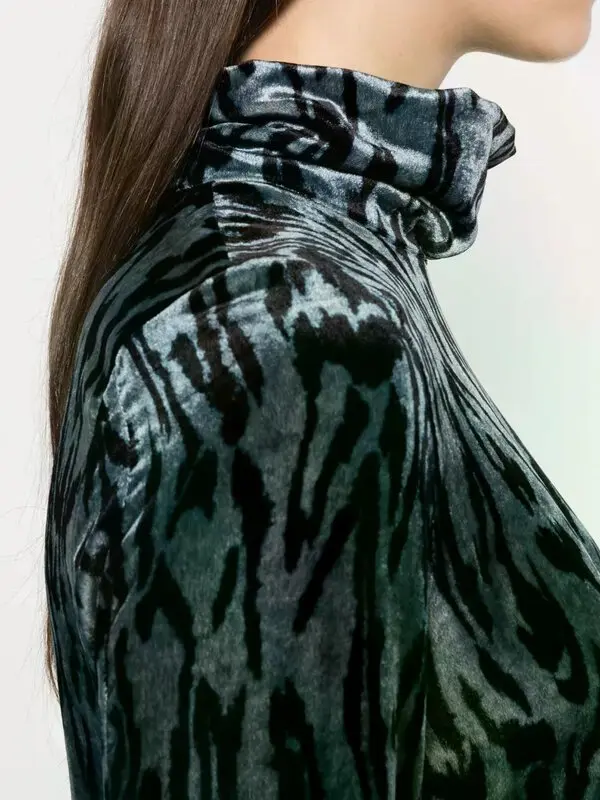 FORTE_FORTE Animal-print Turtleneck Top