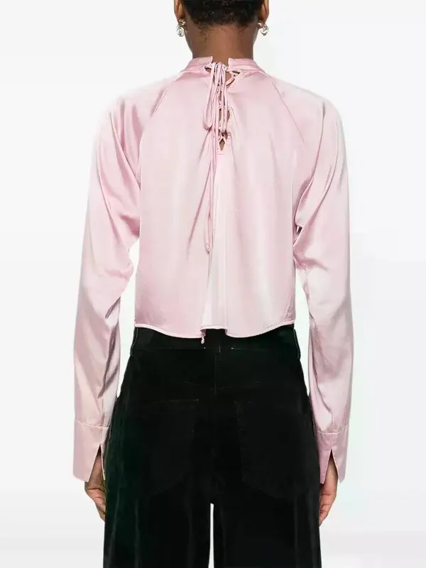 FORTE_FORTE Lace-up Cropped Blouse