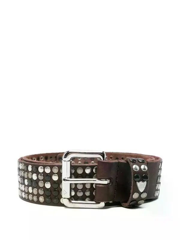 HTC LOS ANGELES Studded Leather Belt - Brown