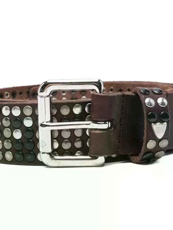 HTC LOS ANGELES Studded Leather Belt - Brown