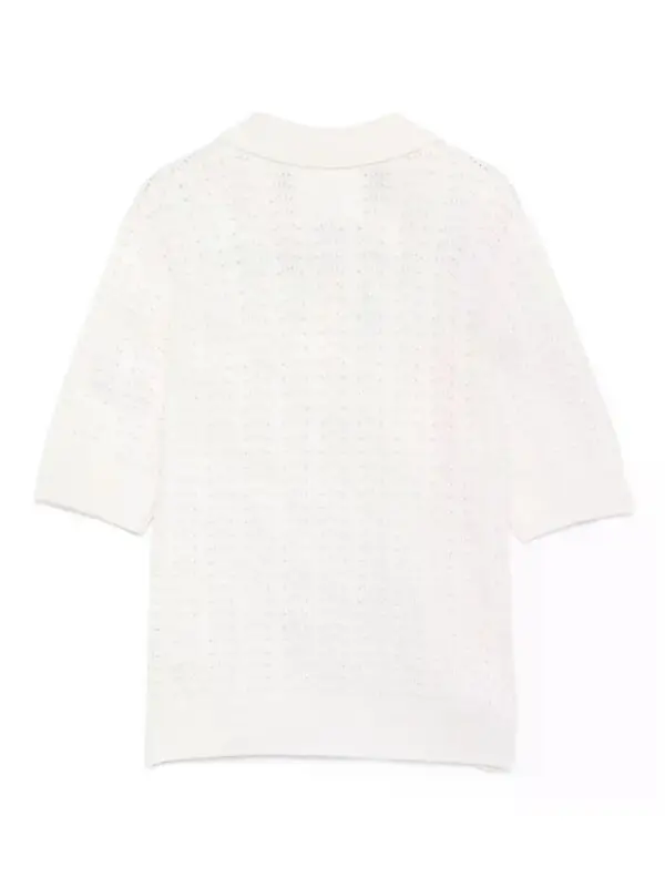LISA YANG Openwork Polo Knitted Top
