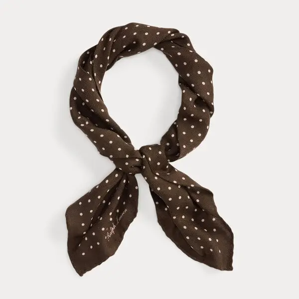 Ralph Lauren Polka-dot Cashmere-silk Neckerchief - Dark Luggage Brown