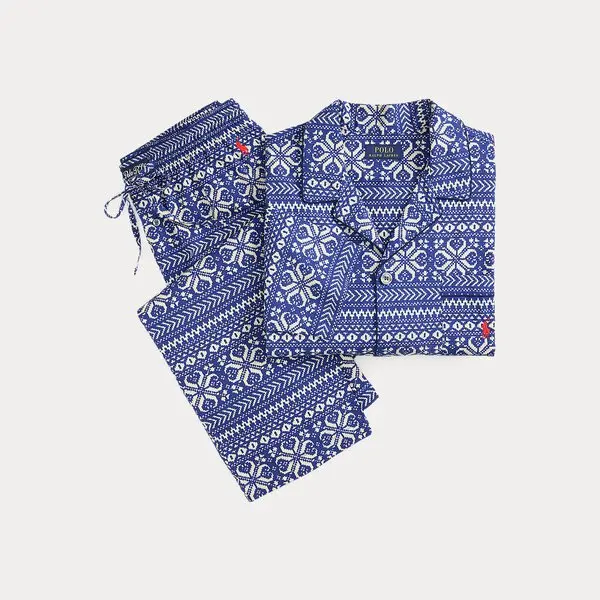 Ralph Lauren Fair Isle Cotton Pajama Set - Snowflake Fairisle/rl Red