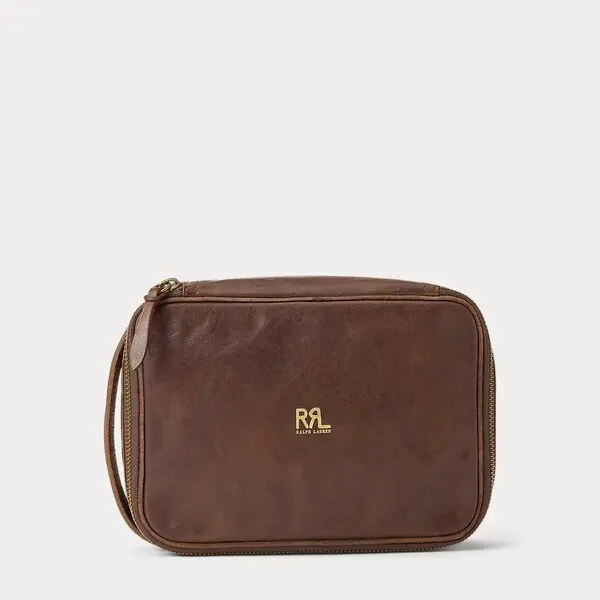 Ralph Lauren Leather Travel Pouch - Dark Mahogany