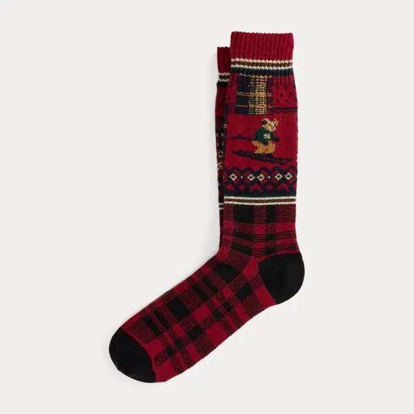 Ralph Lauren Polo Bear Wool-blend Boot Socks - Red Multi