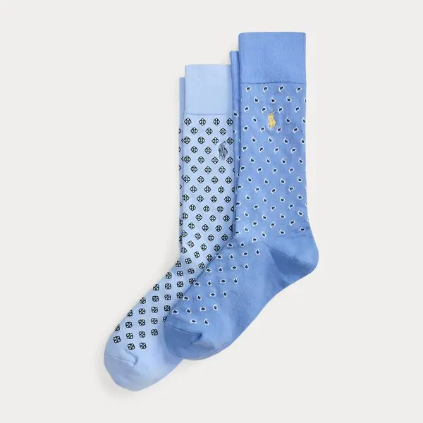 Ralph Lauren Foulard-motif Trouser Sock 2-pack - Light Blue/blue