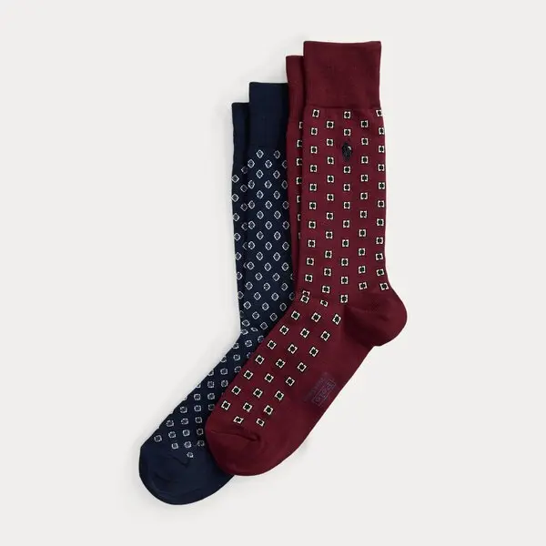 Ralph Lauren Foulard-motif Trouser Sock 2-pack - Wine/navy/blue