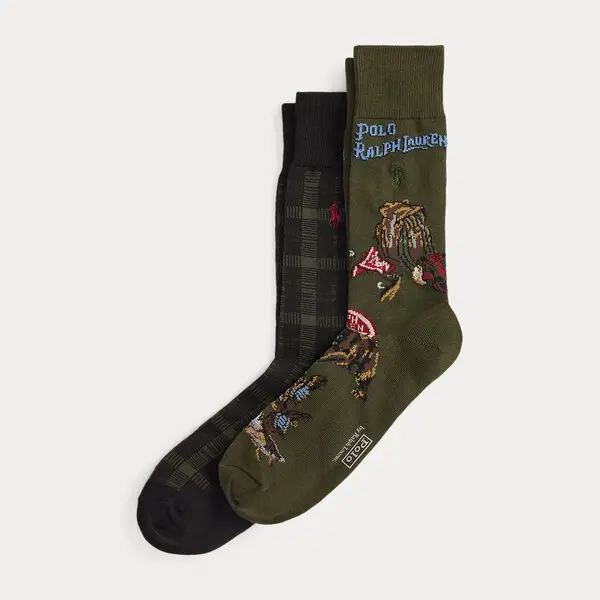 Ralph Lauren Graphic Cotton-blend Trouser Sock 2-pack - Wine/green