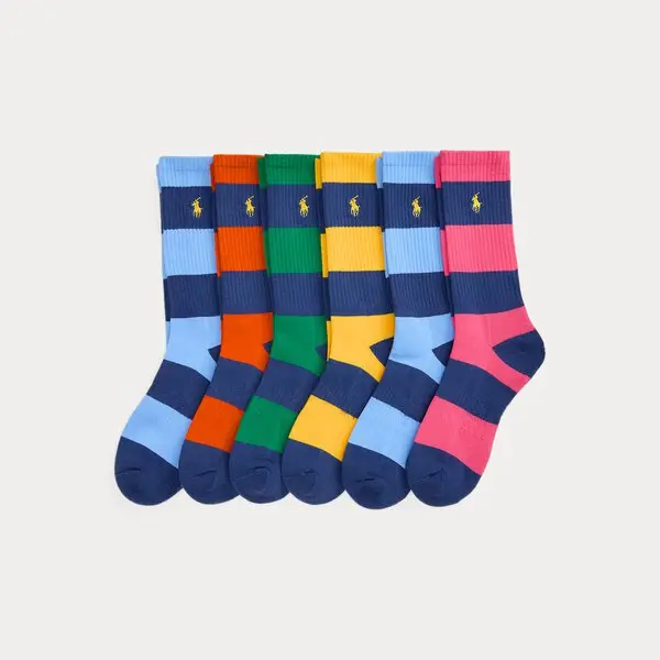 Ralph Lauren Rugby-stripe Crew Sock 6-pack - Multi