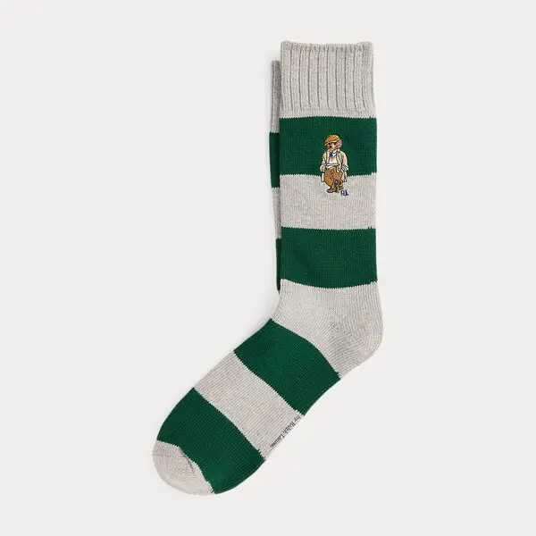 Ralph Lauren Polo Bear Rugby-stripe Crew Socks - Grey