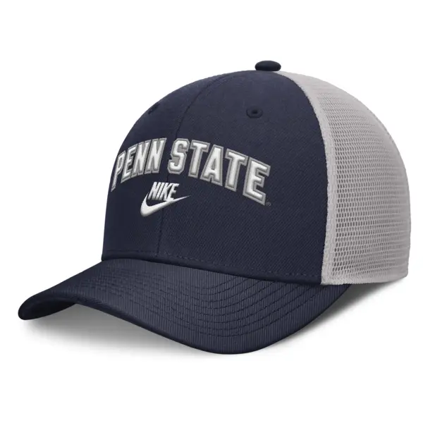 Nike Penn State Legacy Arch Rise Dri-fit College Trucker Adjustable Hat - White