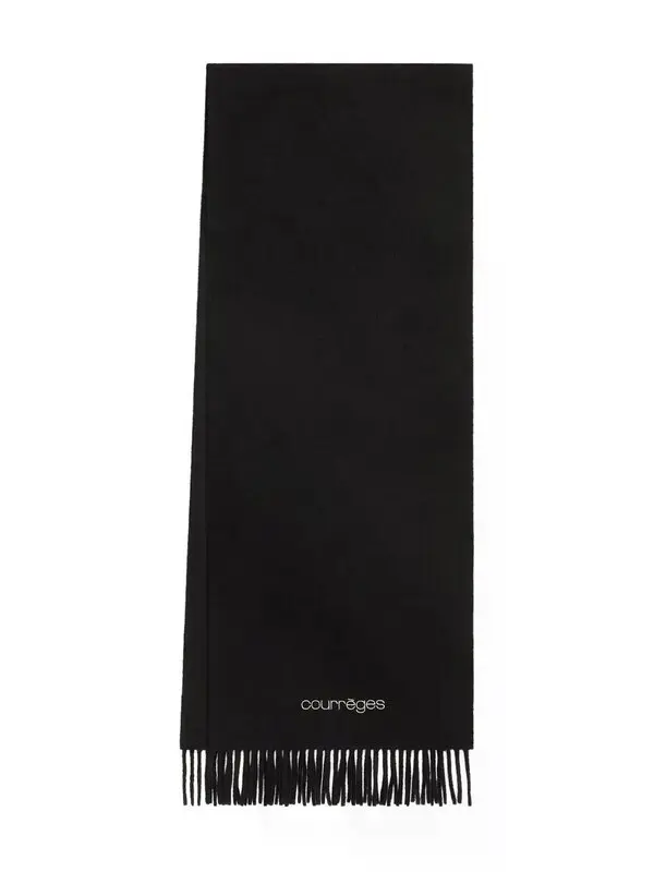 COURREGES Fringed Embroidered Scarf - Black