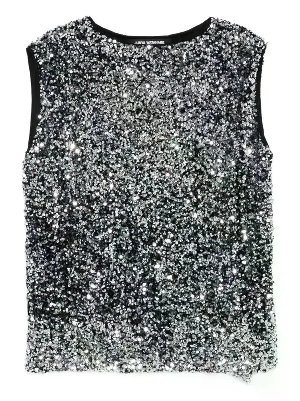 Junya Watanabe Sequined Sleeveless Top - Black