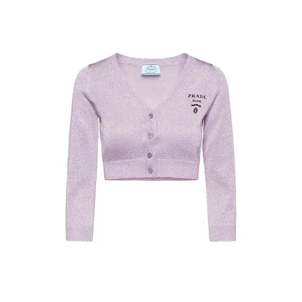 Prada Cropped Lurex Cardigan Sweater