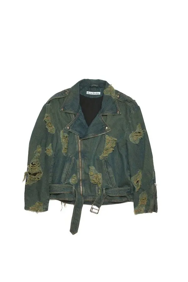 Acne Studios Distressed Denim Biker Jacket