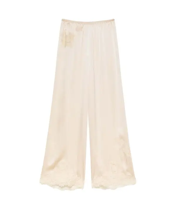 DÔEN Lavon Wide-leg Silk Satin Pant - Candlelight