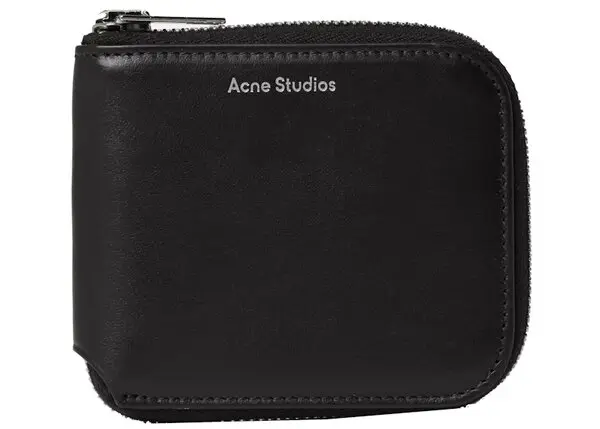Acne Studios Logo Print Zip Around Wallet - Black
