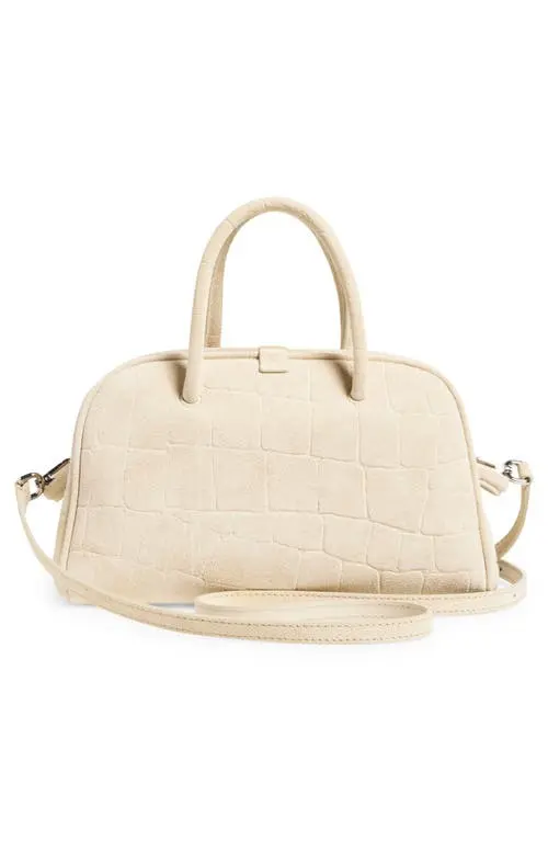 Jacquemus Le Petit Turismo Croc-embossed Suede Bowling Bag - Ivory