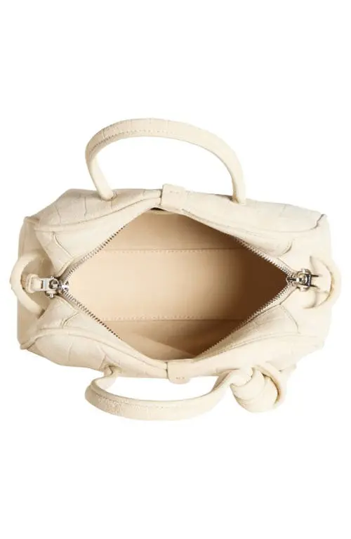 Jacquemus Le Petit Turismo Croc-embossed Suede Bowling Bag - Ivory