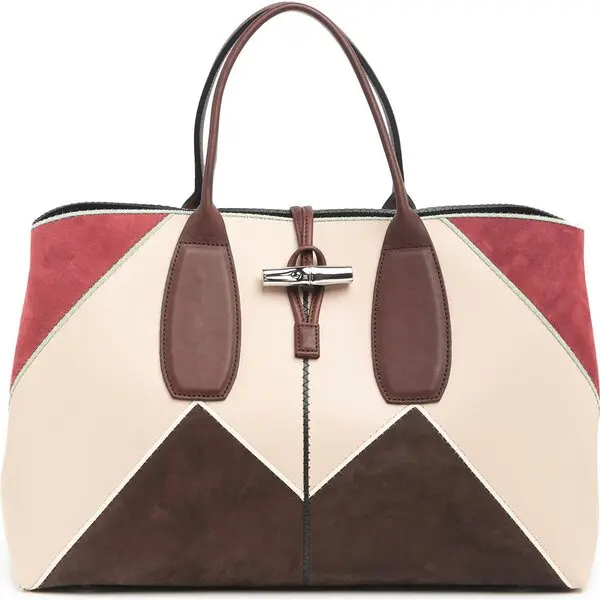 Longchamp Roseau Nomade Leather Tote - Brandy