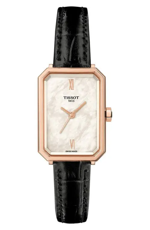 TISSOT Srv Leather Strap Watch - White Mother Of Pearl
