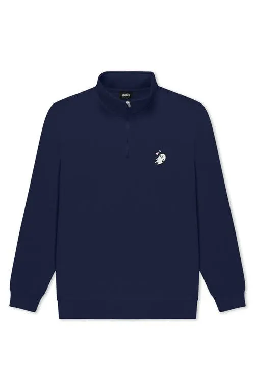 DALIX Heartly Ghost Quarter Zip Pullover - Navy