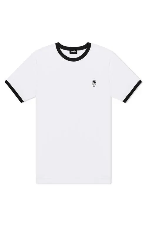 DALIX Astronaut Jersey Ringer Tee - White Black
