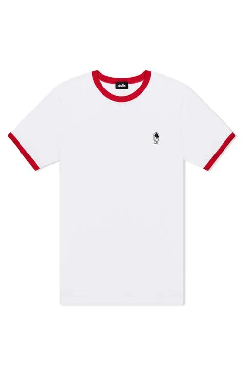DALIX Astronaut Jersey Ringer Tee - White Red