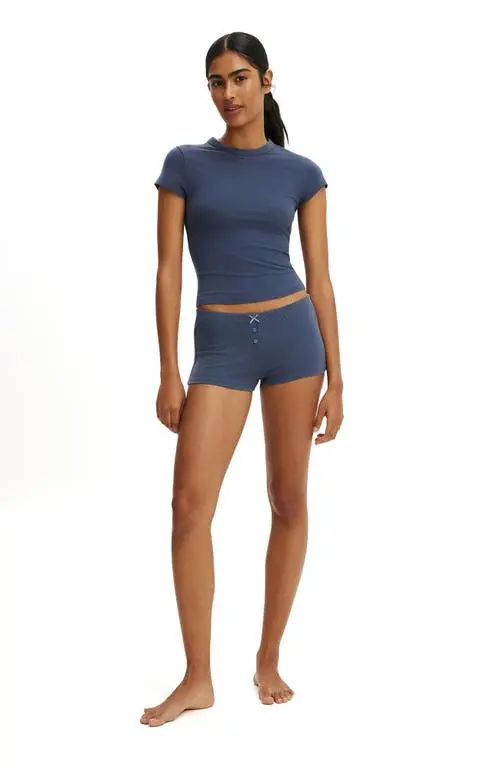 Cotton:on Relaxed Micro Shorts - Steely Blue Daydream Blue