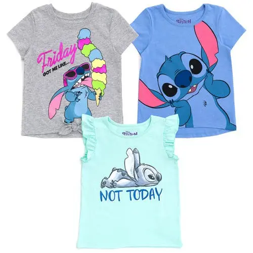 Disney Lilo & Stitch 3-pack T-shirts - Gray/blue