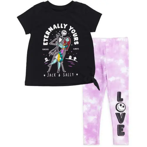 Disney Nightmare Before Christmas Sally T-shirt & Leggings Set - Black/pink
