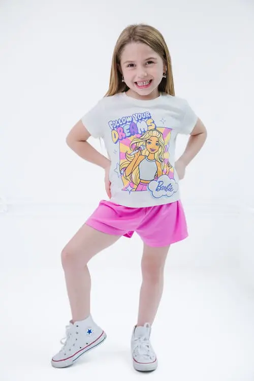 BARBIE Girls T-shirt And Mesh Shorts Set