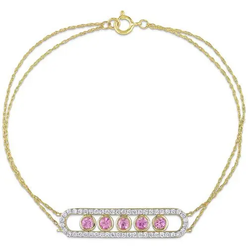 JULIANNA B. 10k Yellow Gold Pink And Diamond Bracelet - Sapphire
