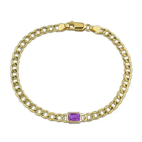 JULIANNA B. 14k Yellow Gold Gemstone Link Bracelet - Amethyst