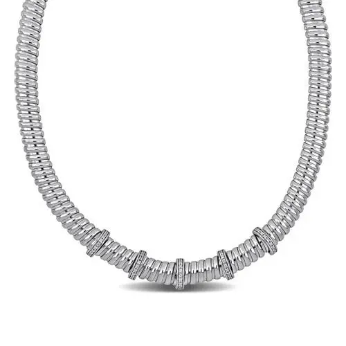 JULIANNA B. Cubic Zirconia Station Necklace - Sterling Silver