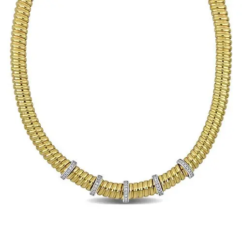 JULIANNA B. Cubic Zirconia Station Necklace - Yellow-plated
