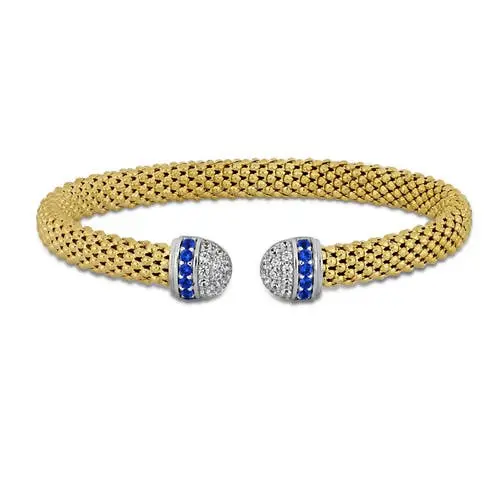 JULIANNA B. Cubic Zirconia Two-tone Open Bangle Bracelet - Blue Cz