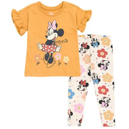 Disney Minnie Mouse T-shirt & Leggings Set - Brown/white