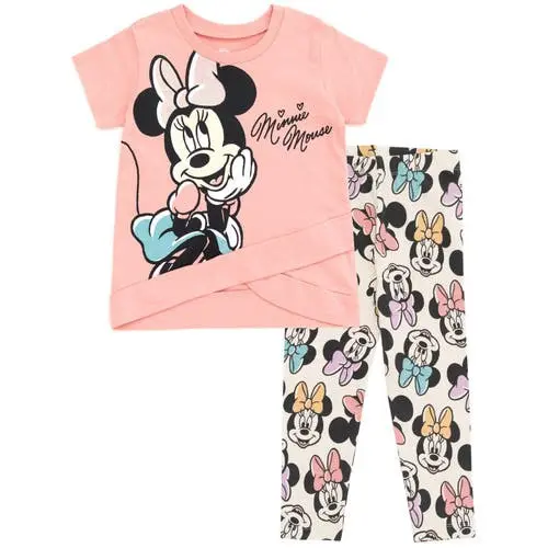 Disney Minnie Mouse T-shirt & Leggings Set - Pink/white