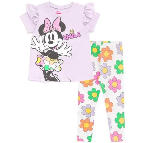 Disney Minnie Mouse T-shirt & Leggings Set - Purple/white