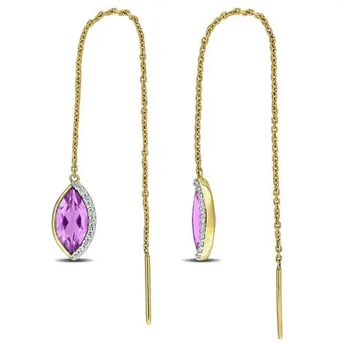 JULIANNA B. 14k Yellow Gold Gemstone And Diamond Threader Earrings - Amethyst