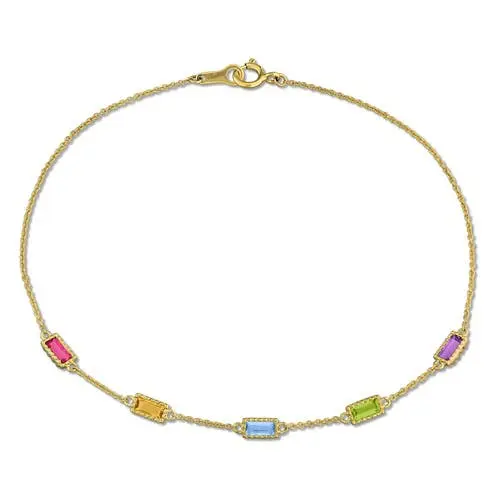 JULIANNA B. 10k Yellow Gold Multi-gemstone Station Bracelet - Baguette