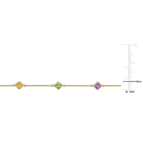 JULIANNA B. 10k Yellow Gold Multi-gemstone Station Bracelet - Square