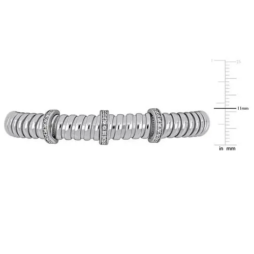 JULIANNA B. Cubic Zirconia Open Bangle Bracelet - Sterling Silver